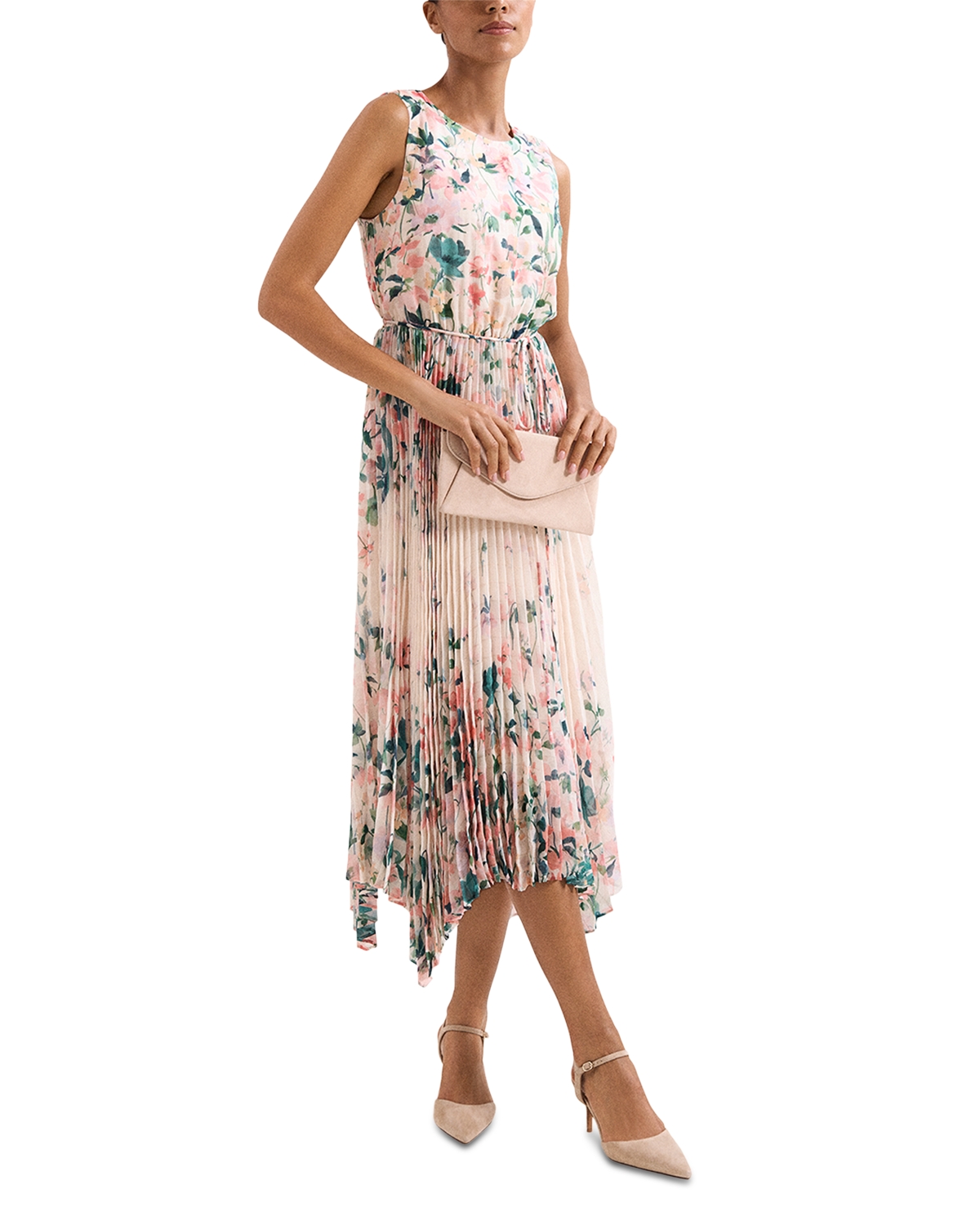 PHASE EIGHT Phase Eight Petite Georgiana Floral Print Pleated Midi Dress